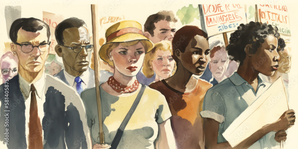 The Civil Rights Movement - A group of people holding signs and ...