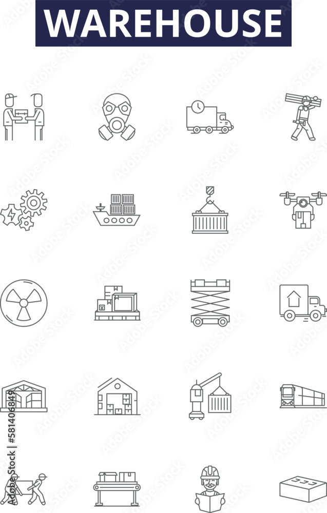 Warehouse line vector icons and signs. Logistics, Stock, Inventory ...
