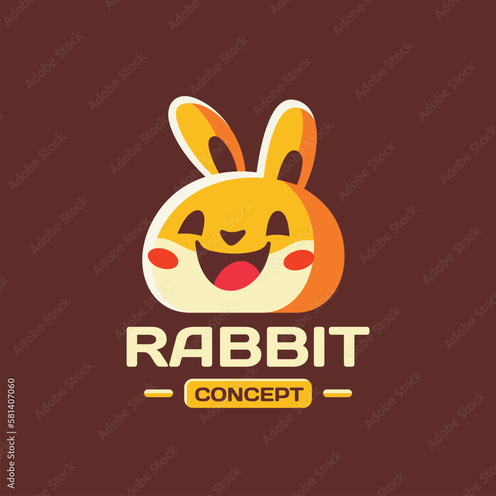 Cute rabbit concept logo design. Little cartoon hare creative logo sign ...