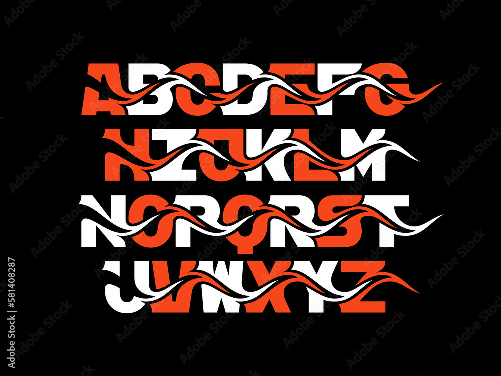 Vector font set with flowing wave shape Stock Vector | Adobe Stock