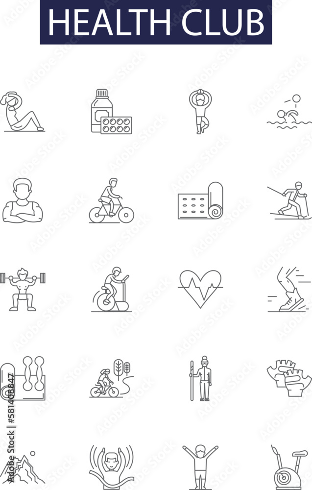 Health club line vector icons and signs. Gym, Yoga, Sports, Wellness ...