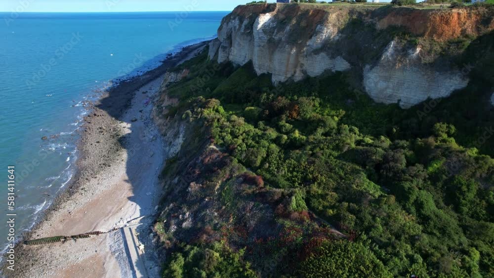 Tilt-up Reveal Of Lighthouse And Historical Landmark Phare de la Heve ...