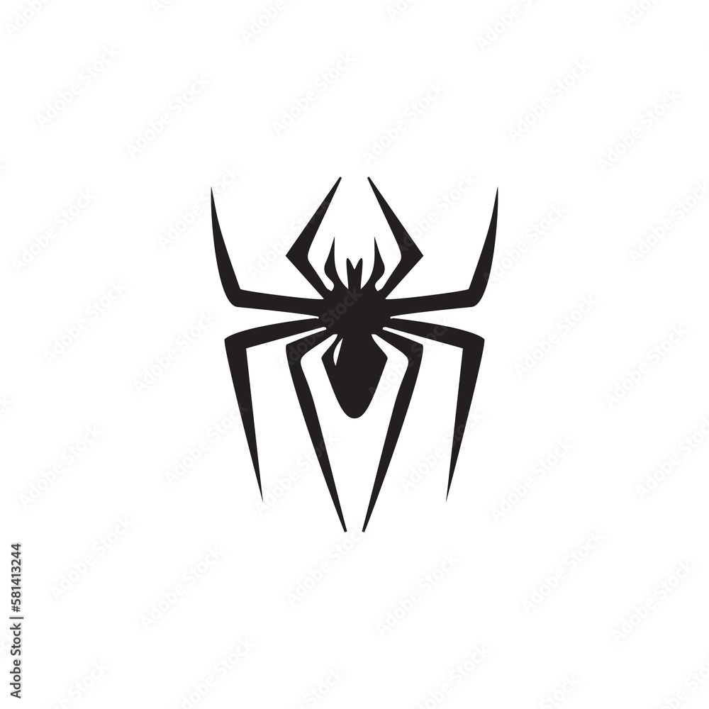 Spider icon, black widow silhouette. Halloween animal symbol, arachnid ...