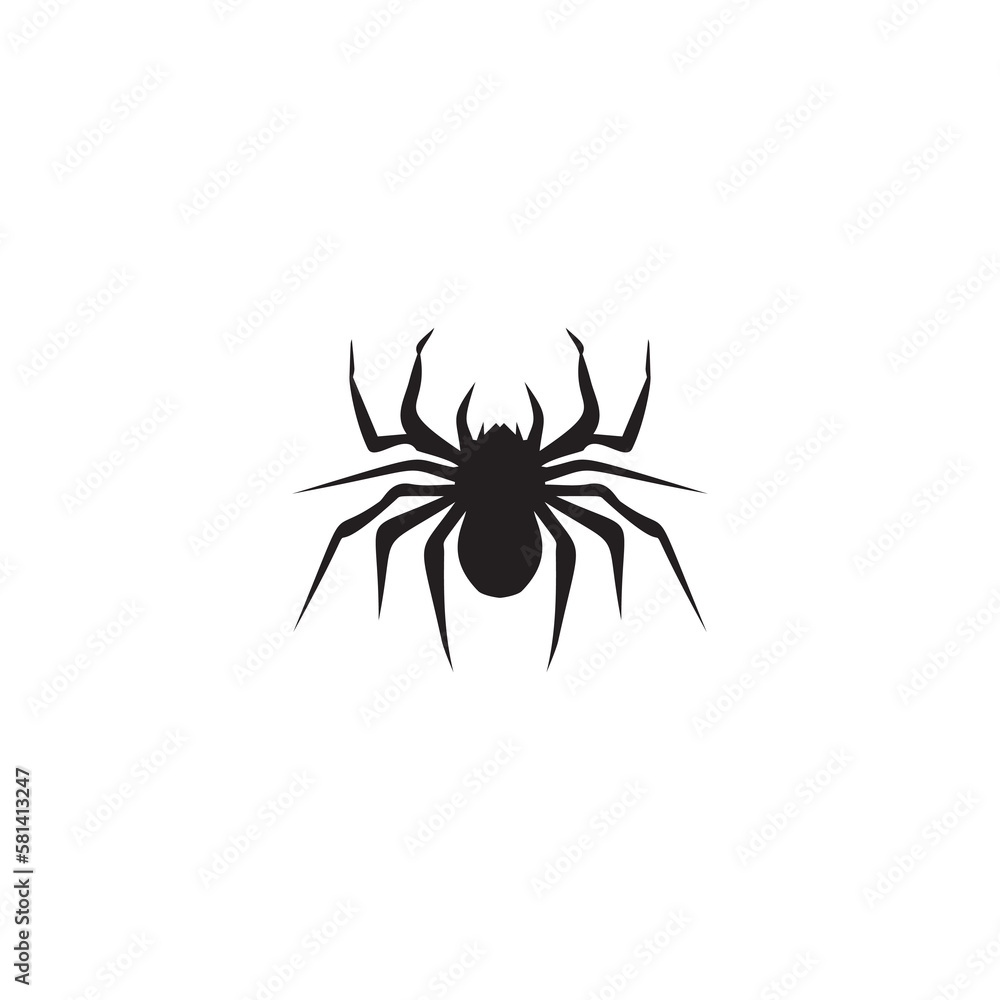 Spider icon, black widow silhouette. Halloween animal symbol, arachnid ...
