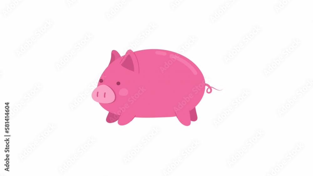 Animated failed pink pig. Domestic piggy crash. Farm animal collapse ...