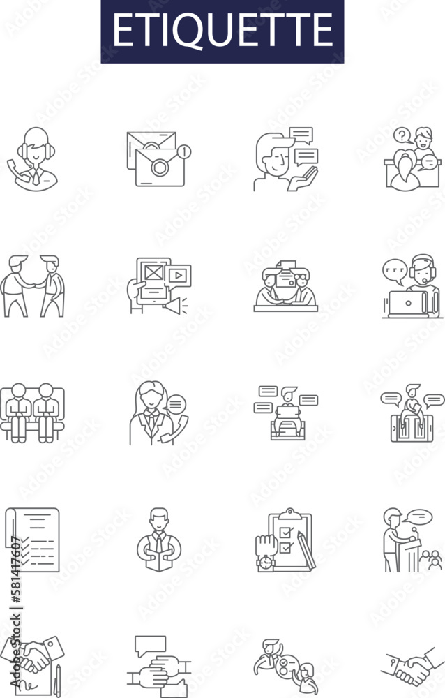 Etiquette line vector icons and signs. politeness, decorum, manners ...