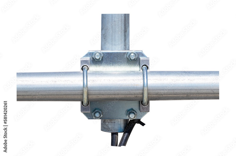 Nuts clamp aluminum cable duct electric wire small. Isolated on cut out ...