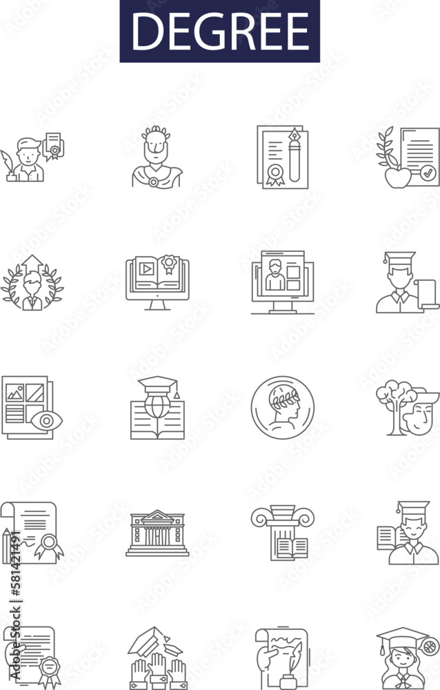 Degree line vector icons and signs. Associate, Bachelor, Master ...