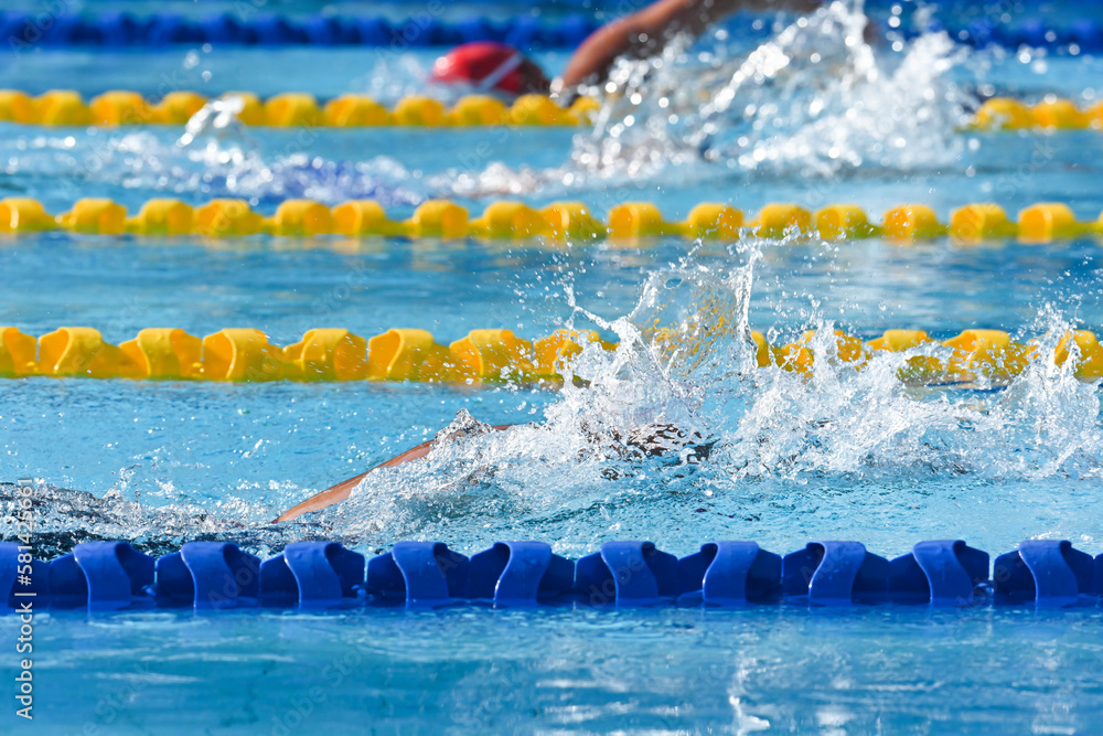 Sport man swimming in the pool at the sport complex.Professional ...