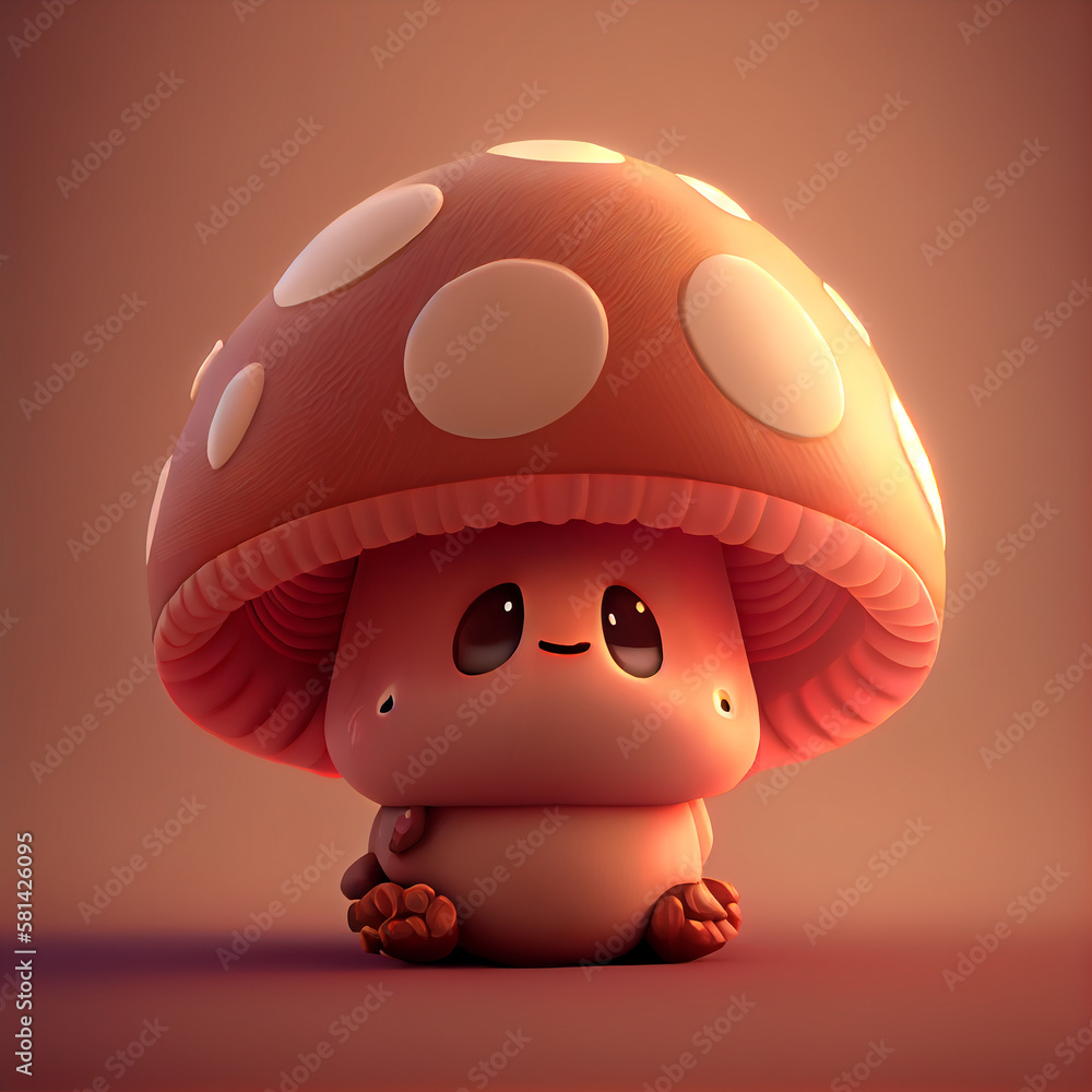 Cute Mushroom Cartoon Character Stock Illustration | Adobe Stock