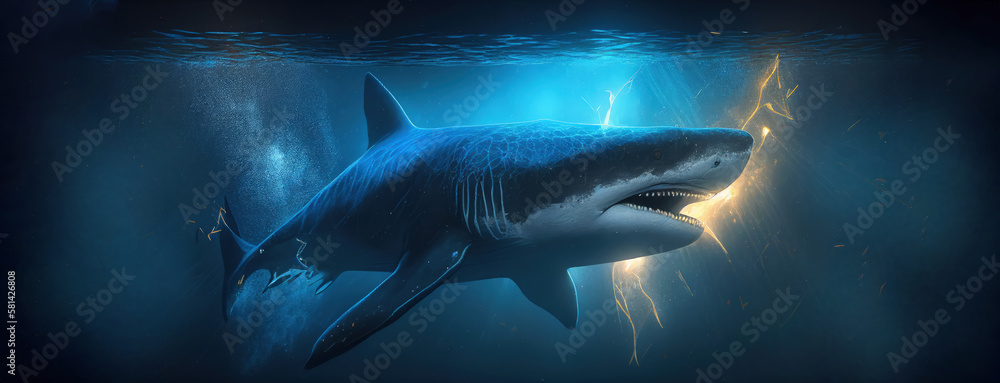 Sharks' sensory systems. Great white shark with it's electroreceptors ...