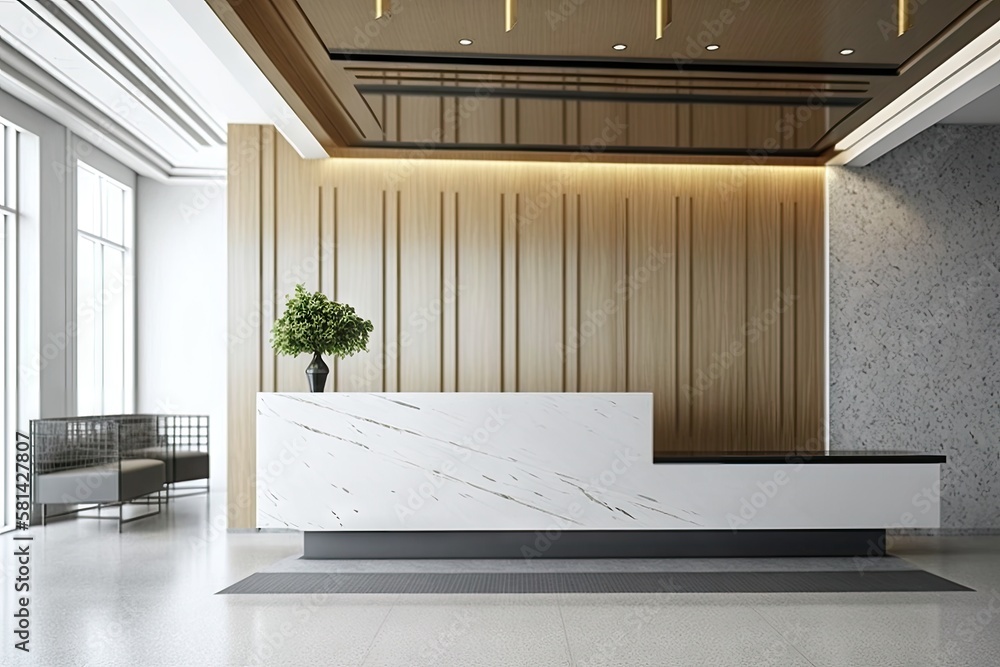 Luxury and contemporary lobby area interior design with reception counter Stock Illustration ...