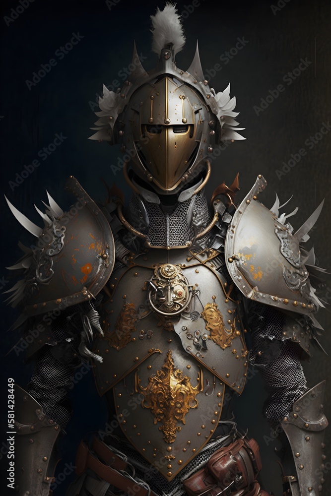 Knight in shining armor. Medieval 3D render. Epic warrior. Fantasy ...