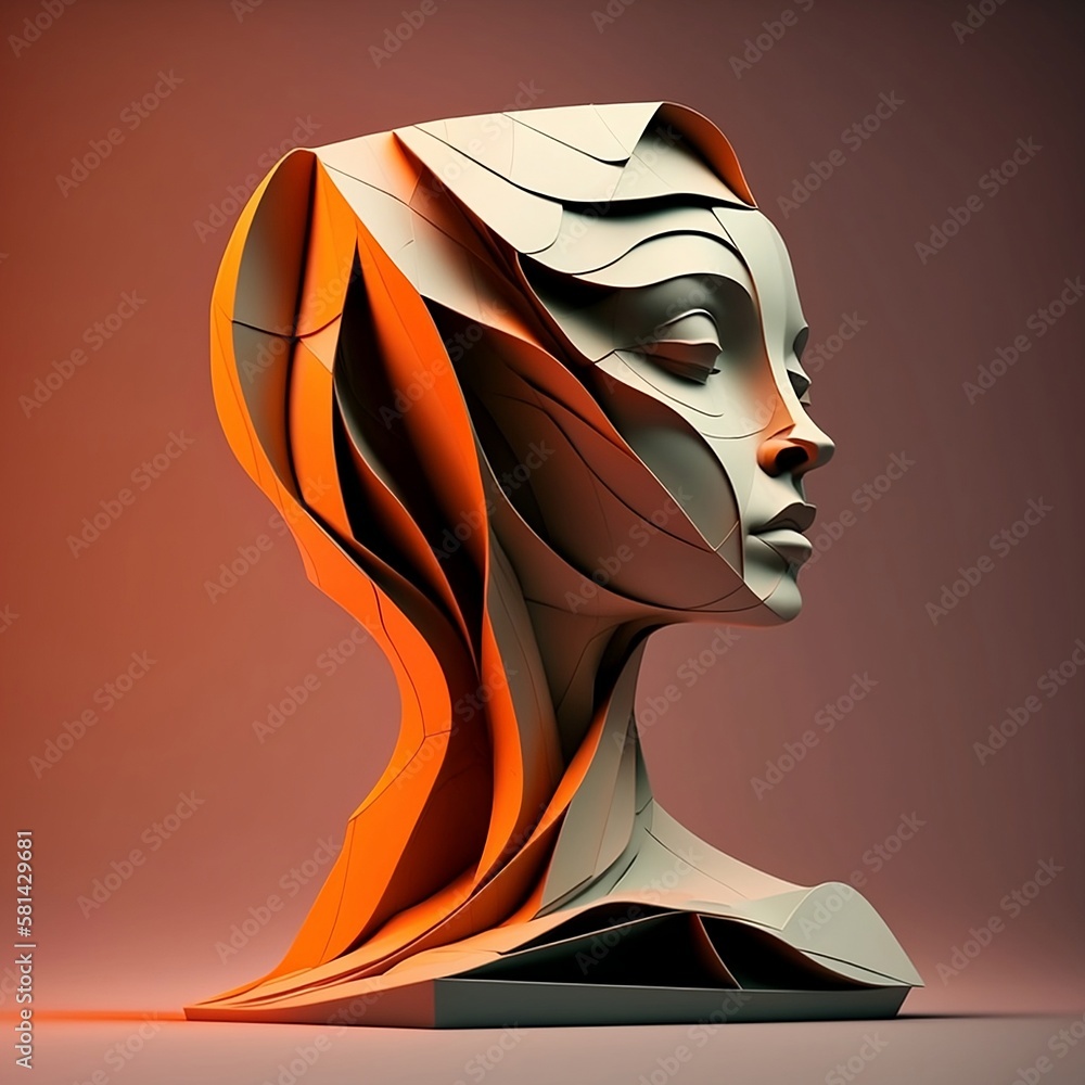 Abstract Elegance: A Modern Sculpture of a Woman's Head - Abstract Art ...