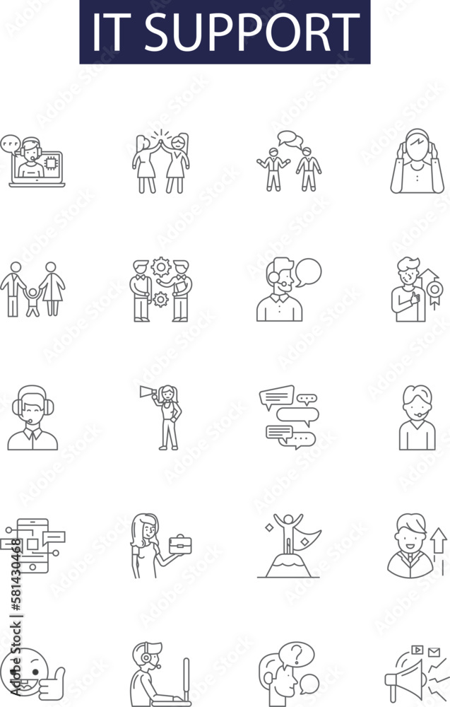 It support line vector icons and signs. Assistance, Troubleshooting ...