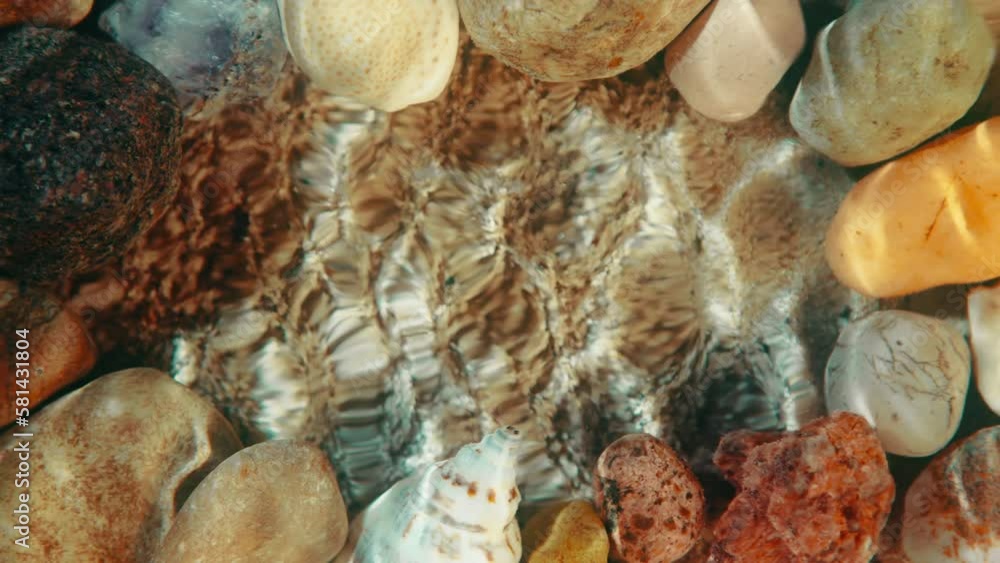 Top down view seabed background, sea floor beach sand ripple of water ...