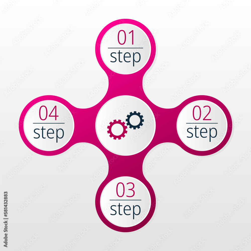 Four steps infographic vector. 1 2 3 4 number symbols. Magenta blue ...