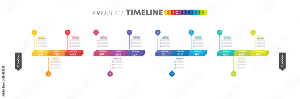 infographic Project timeline graph for 12 months modern diagram ...