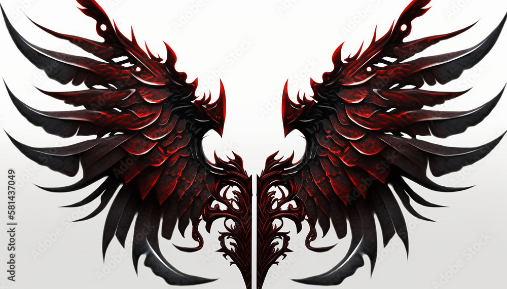 Isolated Dark Demon Wings on neutral background Generative ai Stock ...