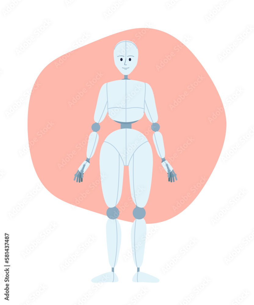 Humanoid robot 2D vector isolated spot illustration. Human-like body ...