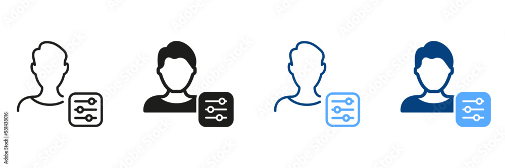 Profile User Settings Black and Color Pictogram. Account Settings Line ...