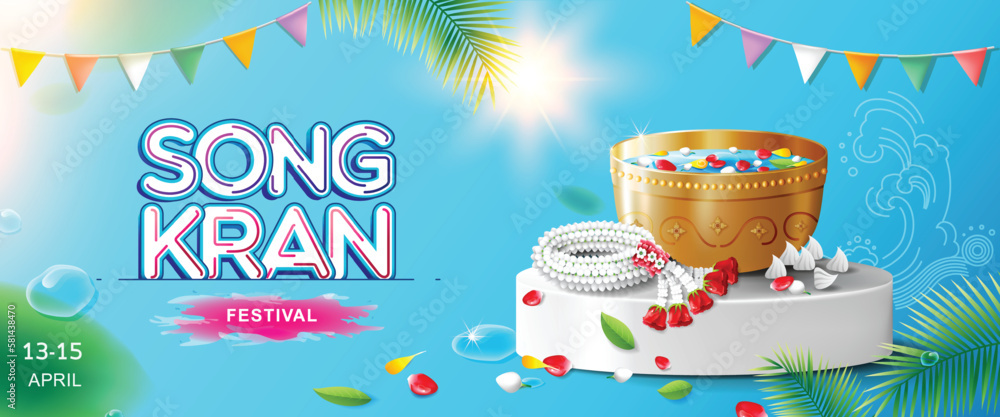 Songkran festival-Thai traditional new year with jasmine garland and ...