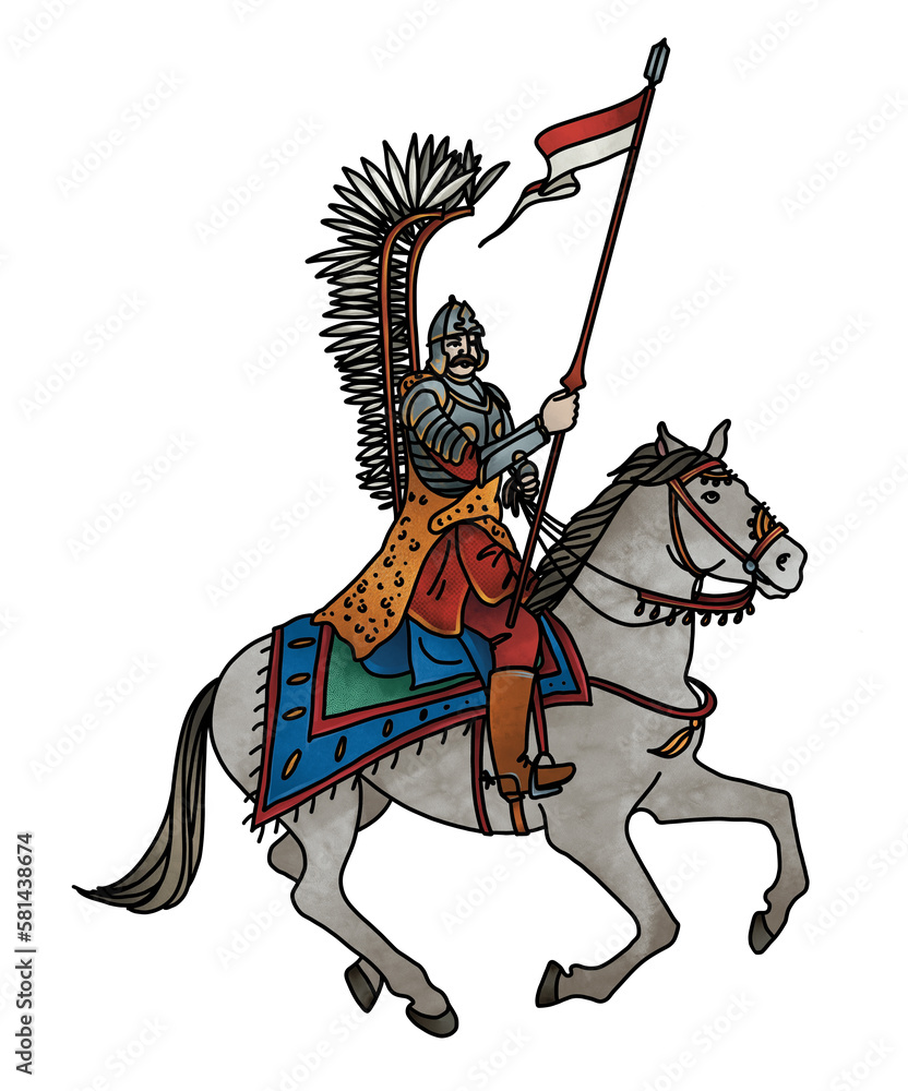 Polish hussar hand drawing colored Stock Illustration | Adobe Stock