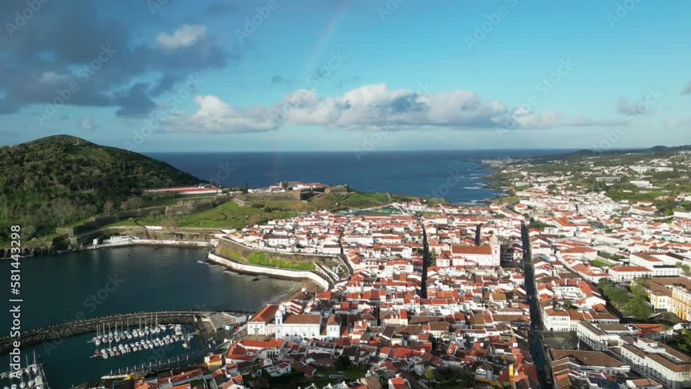 Angra do Heroismo the capital of Terceira island.The landscape of ...