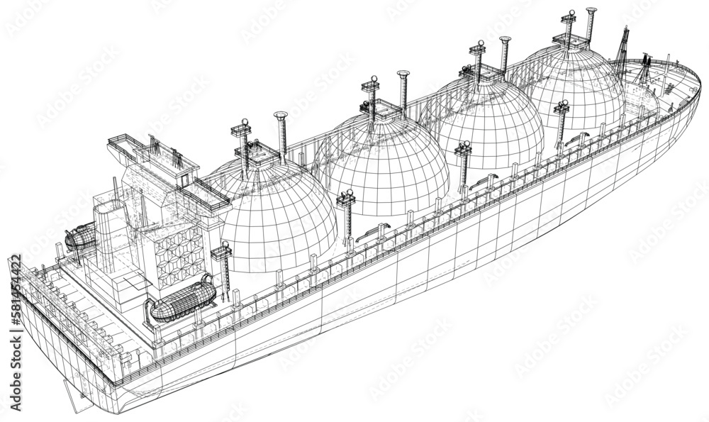 Oil tanker or gas carrier. Big ship designed to transport LPG Liquefied ...