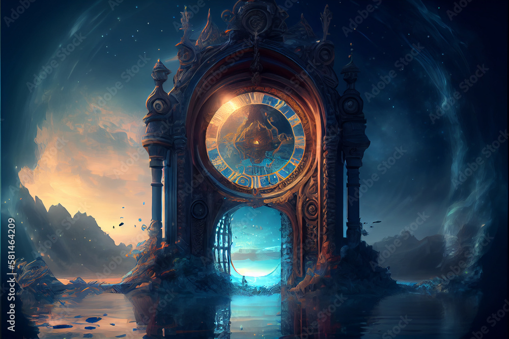 Time portal, travel through time, conceptual generative ai illustration ...