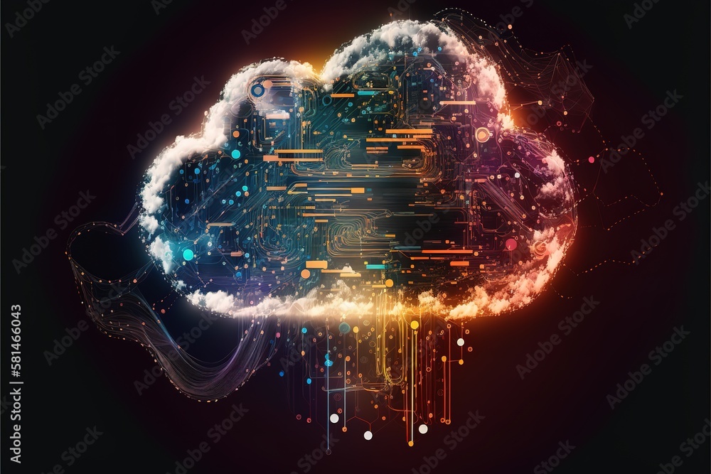 Internet infrastructure concept. Cloud software solution. Abstract technology background ...