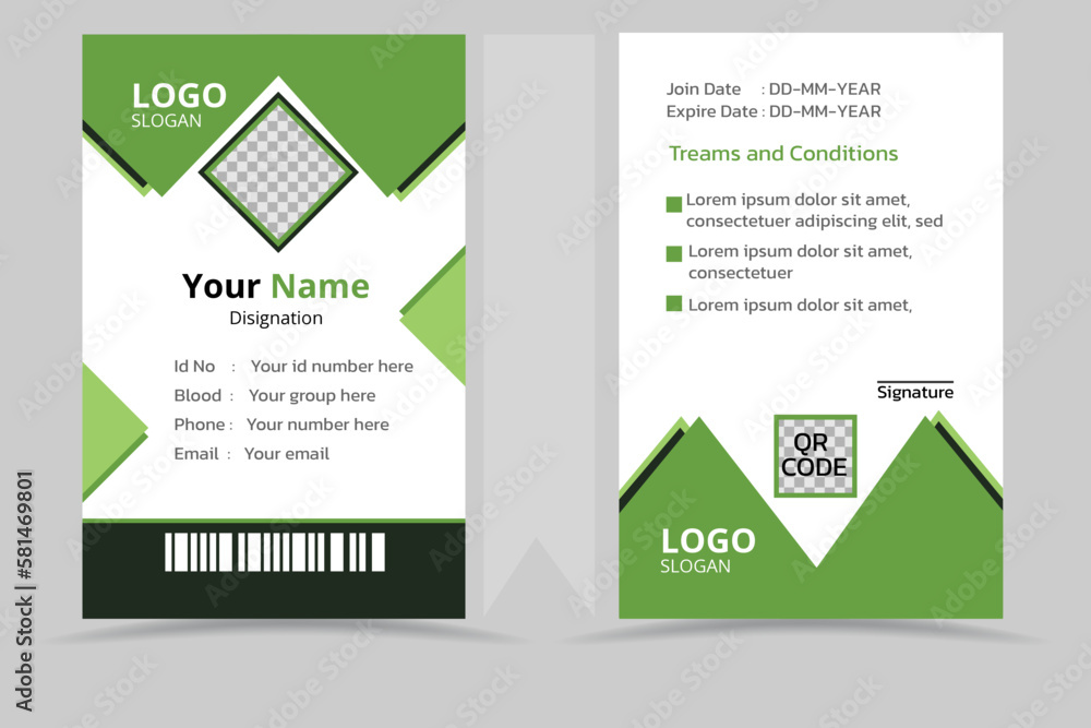 corporate id card template design, school id card template design ...