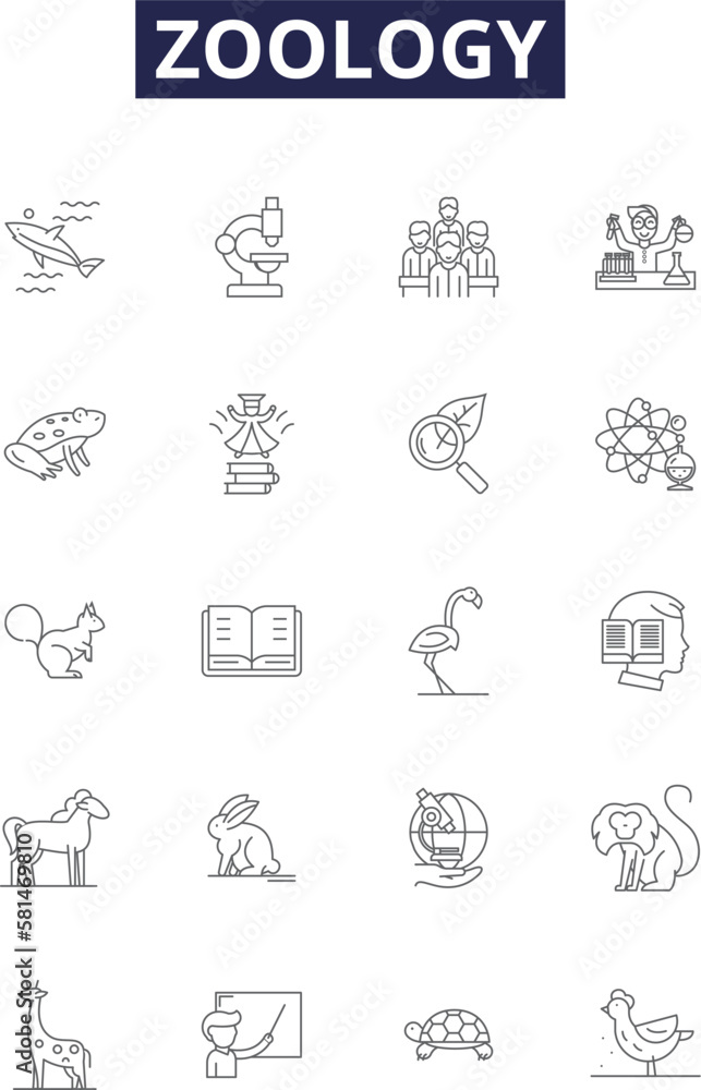 Zoology line vector icons and signs. Animals, Mammals, Fauna, Ecology ...