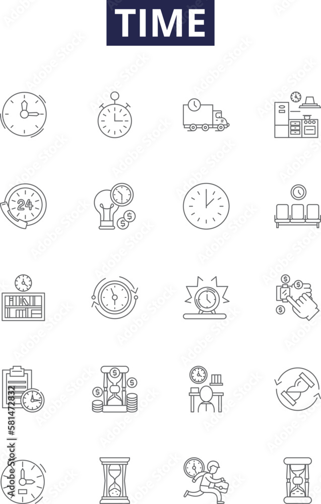 Time line vector icons and signs. Span, Moment, Interval, Clock ...
