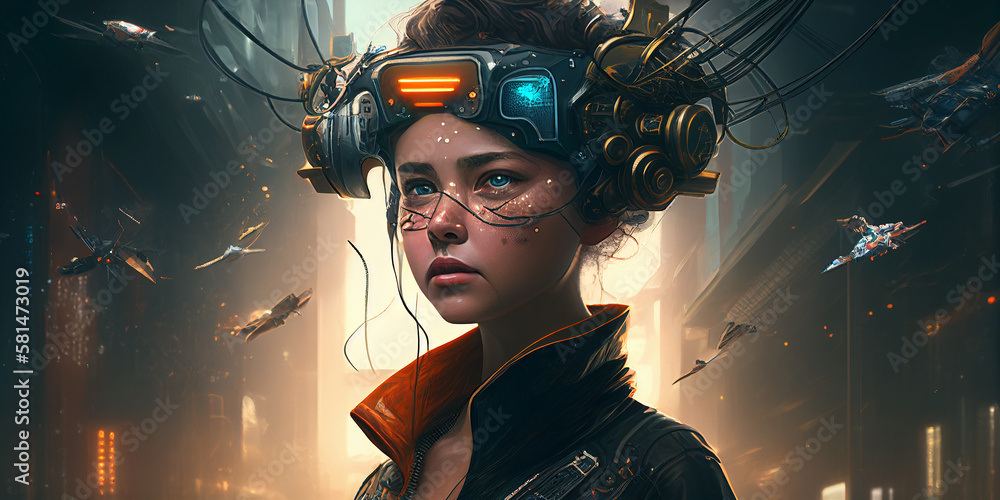 future world, metaverse, robot in the future city, technology ...