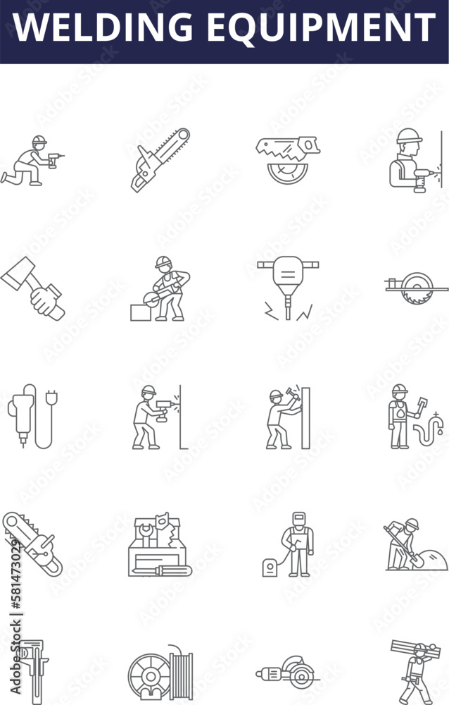 Welding equipment line vector icons and signs. Torch, Shielding, Gas ...