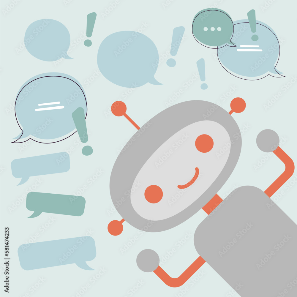 Cute robot ready to talk vector illustration. Artificial intelligence ...