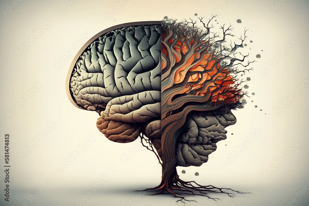 ภาพประกอบสต็อก Burnout. Brain with burned neurons. Burnout syndrome ...