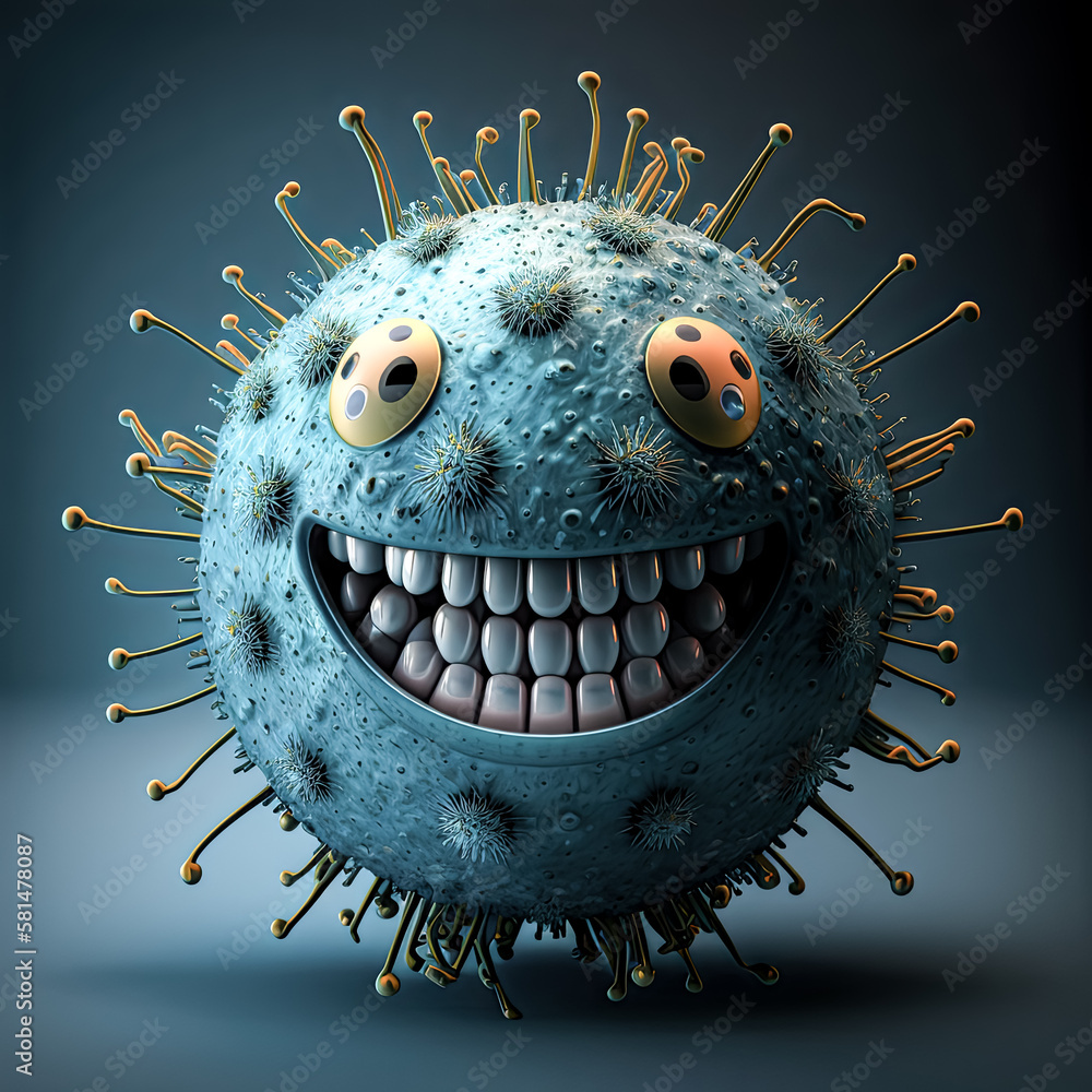 A virus with a smiling face, created by generative AI, slowly spreads ...