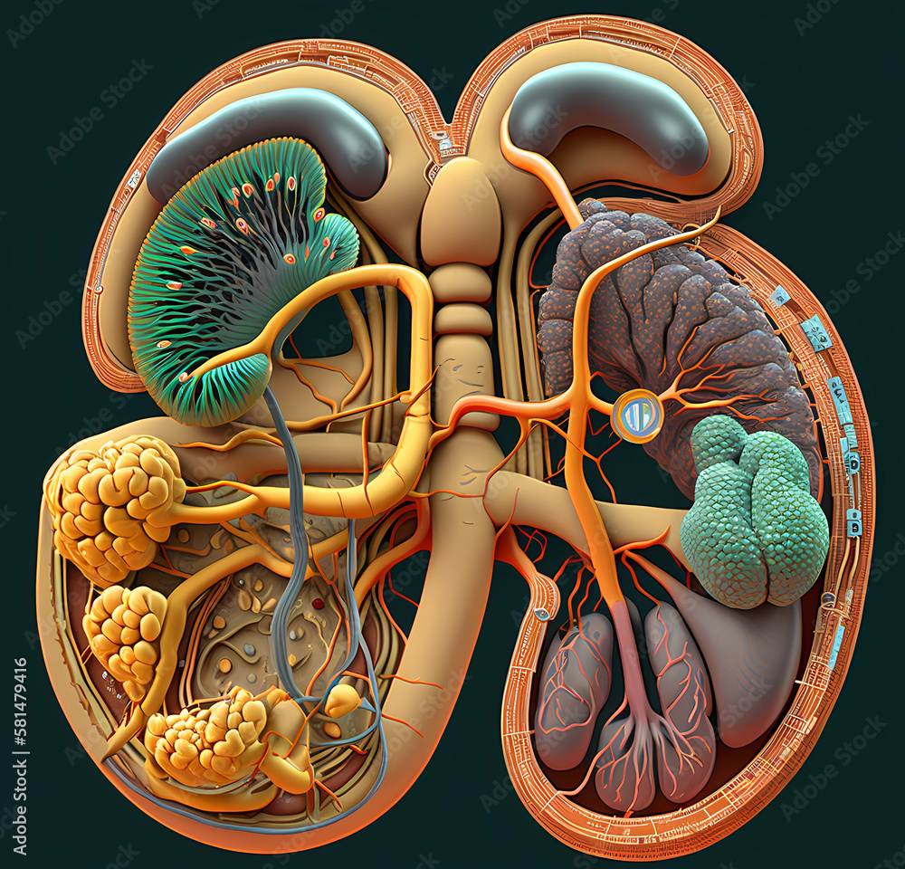 Anatomy of the Kidney: A Scientific Illustration Using Nephron, Renal ...