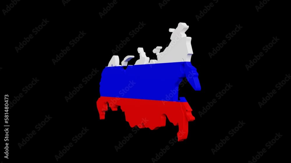 3D animation of russia map rotating isolated by alpha channel ...
