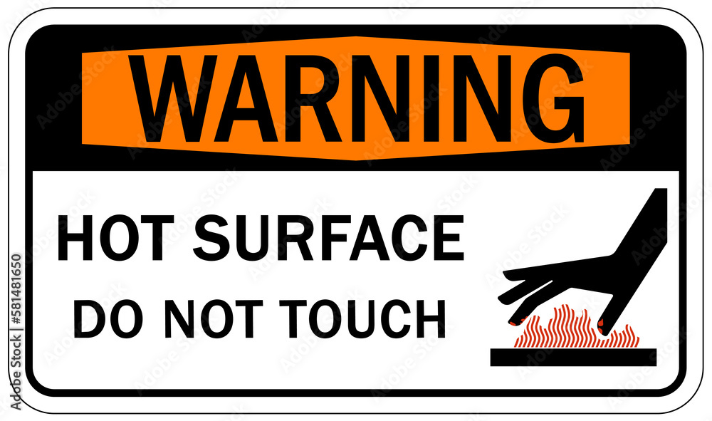 Hot warning sign and labels hot surface, do not touch Stock Vector ...