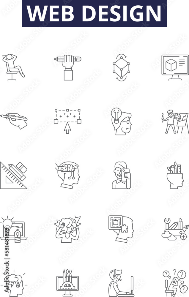 Web Design Line Vector Icons And Signs Ui Ux Html Css Javascript Graphic Layout