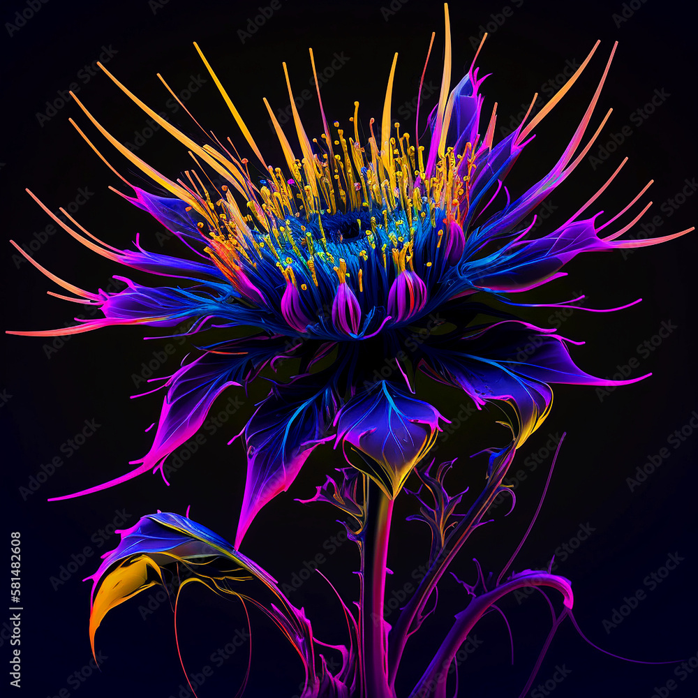 Bright neon trendy effect abstract flower. Abstract wallpaper with a ...