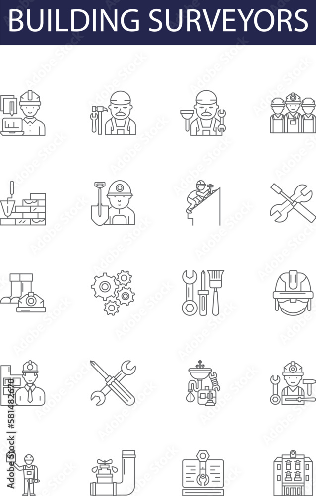 Building surveyors line vector icons and signs. Building, Constructing ...
