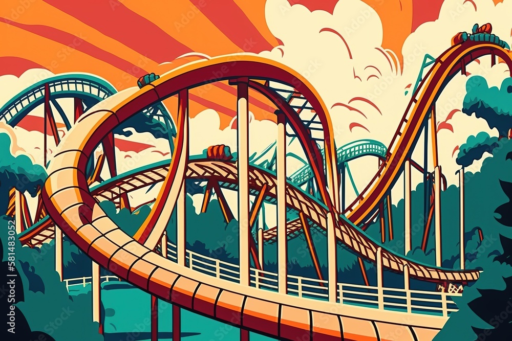 Roller coaster ride at a theme park wallpaper Generative AI Stock ...