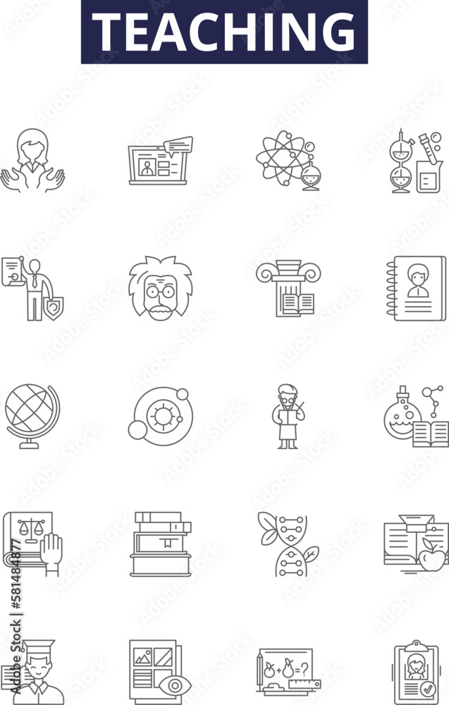 Teaching line vector icons and signs. Educating, Mentoring, Coaching ...