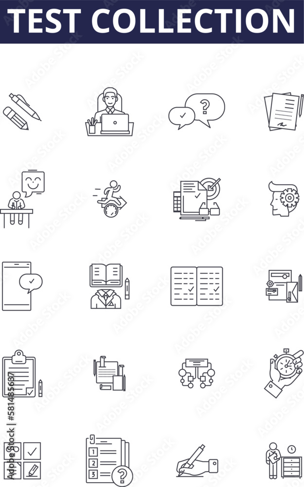 Test collection line vector icons and signs. Collection, Assortment ...