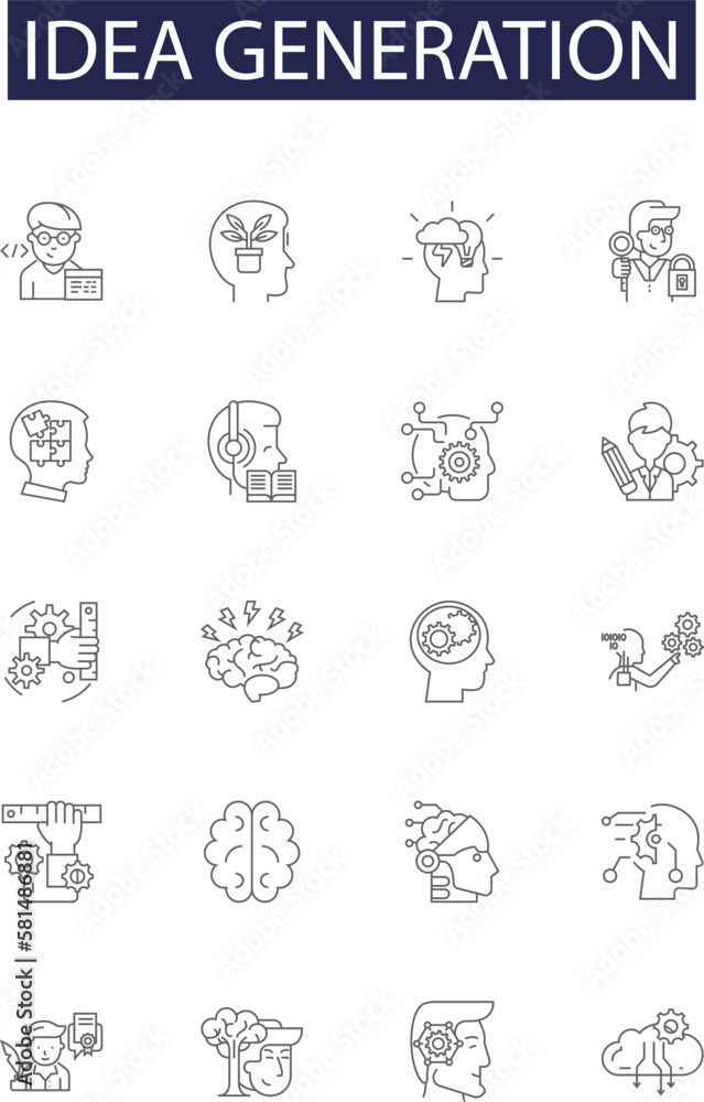 Idea generation line vector icons and signs. Innovation ...