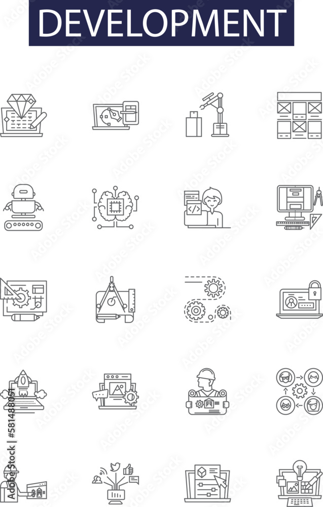 Development line vector icons and signs. Evolution, Advancement ...